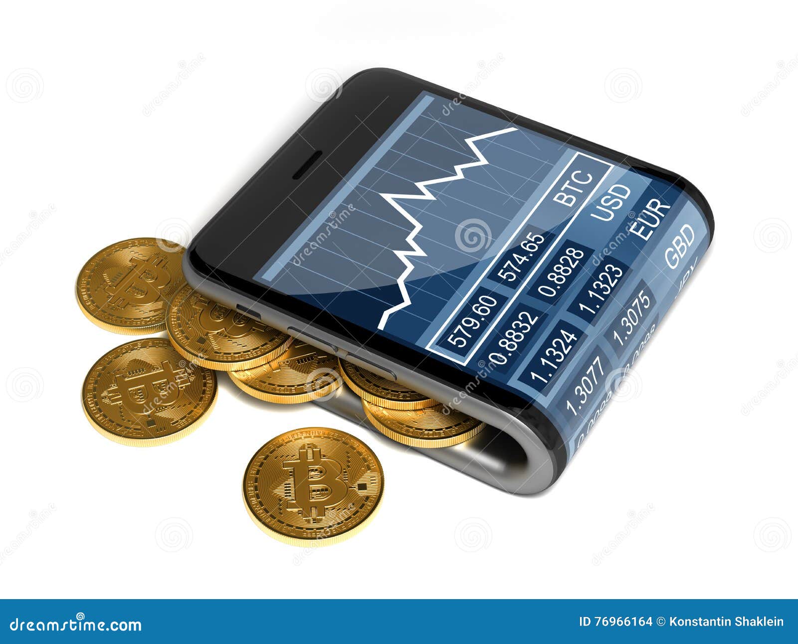 Concept of Digital Wallet and Bitcoins on White Background. Stock ...