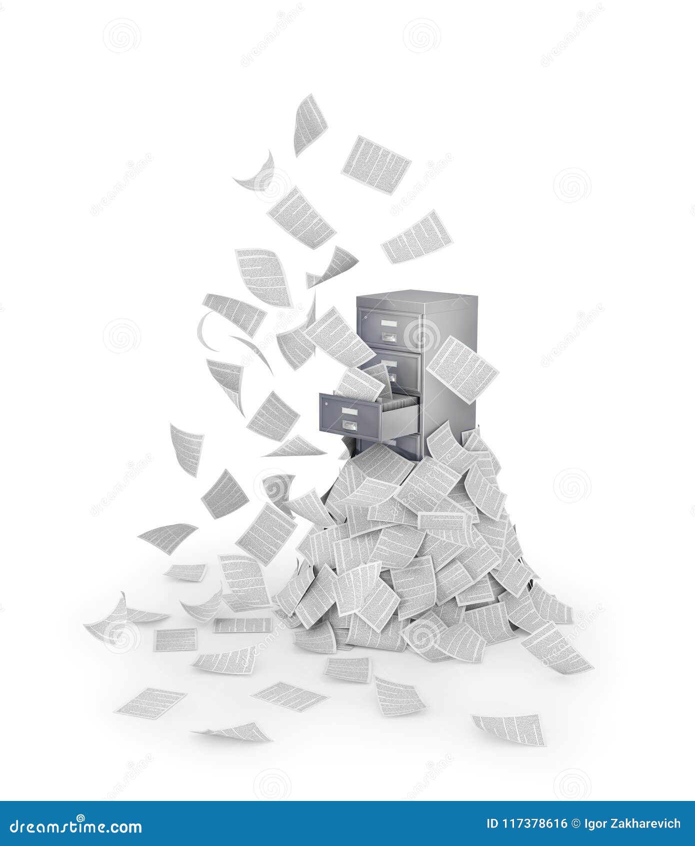 Flying Documents A Bachelor Of Archival Office, Isolated On White ...