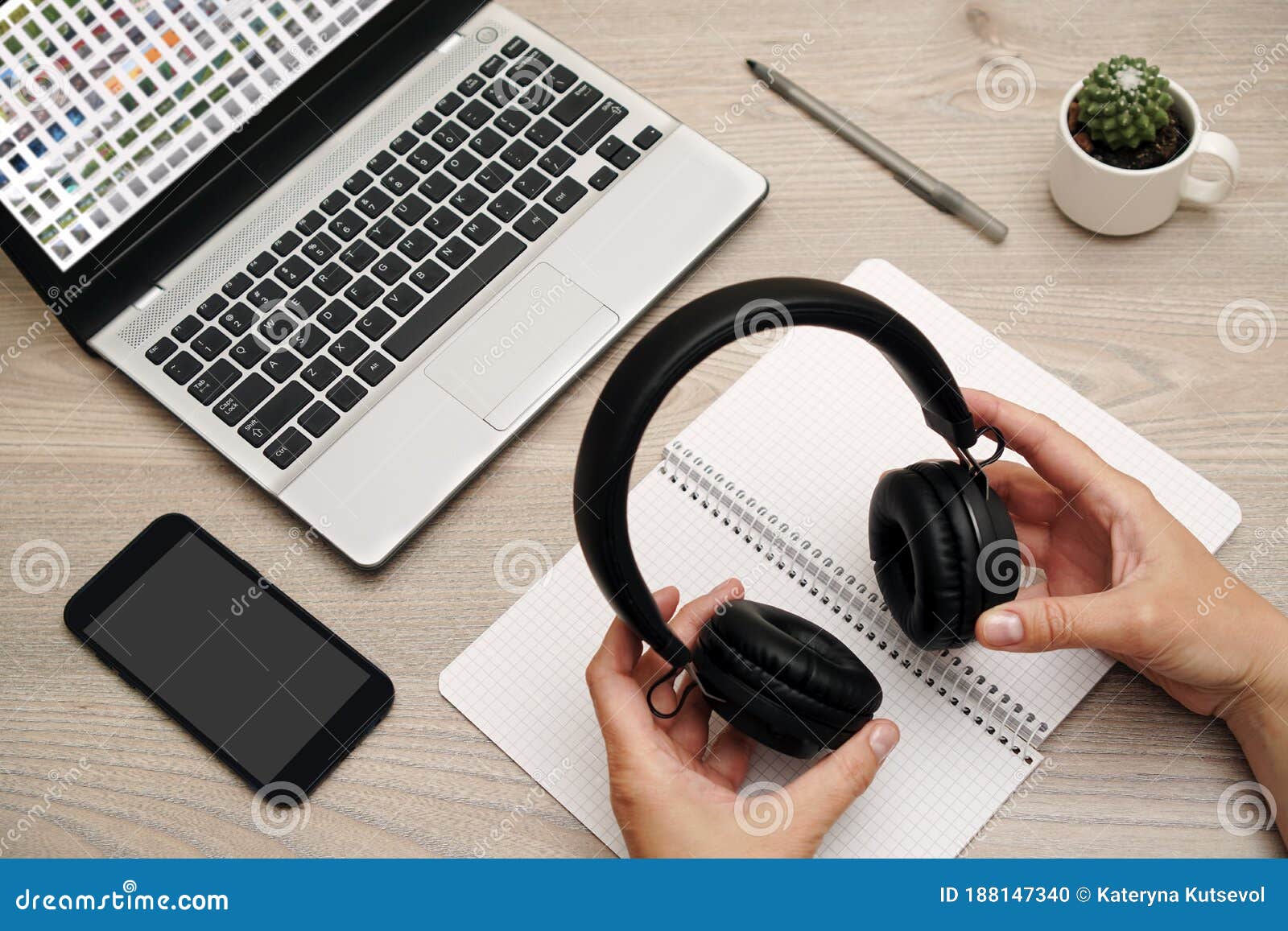 E-learning Desktop with Laptop and Notebook Stock Photo - Image of ...