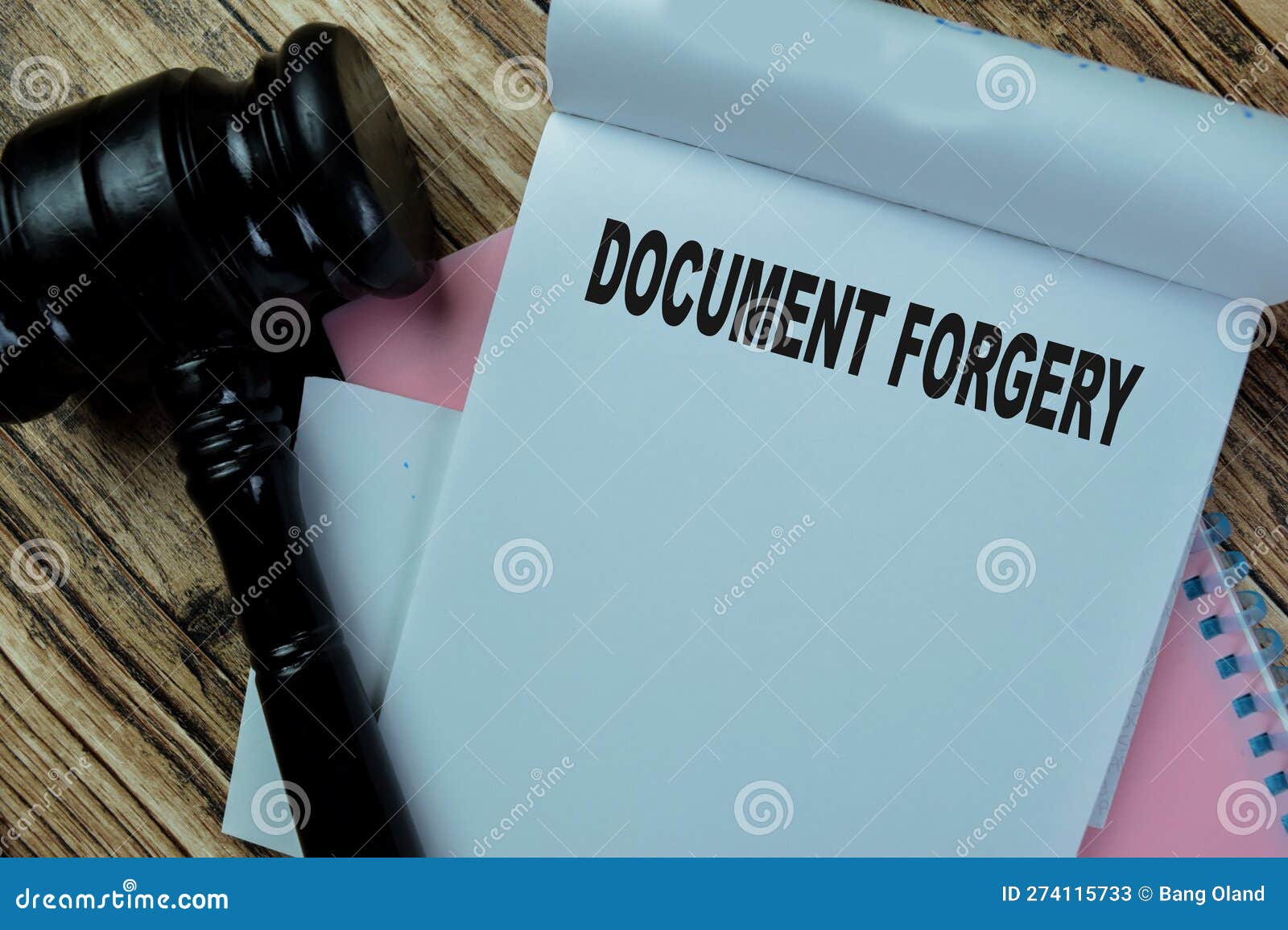 Concept of Document Forgery Write on Book with Gavel Isolated on Wooden ...