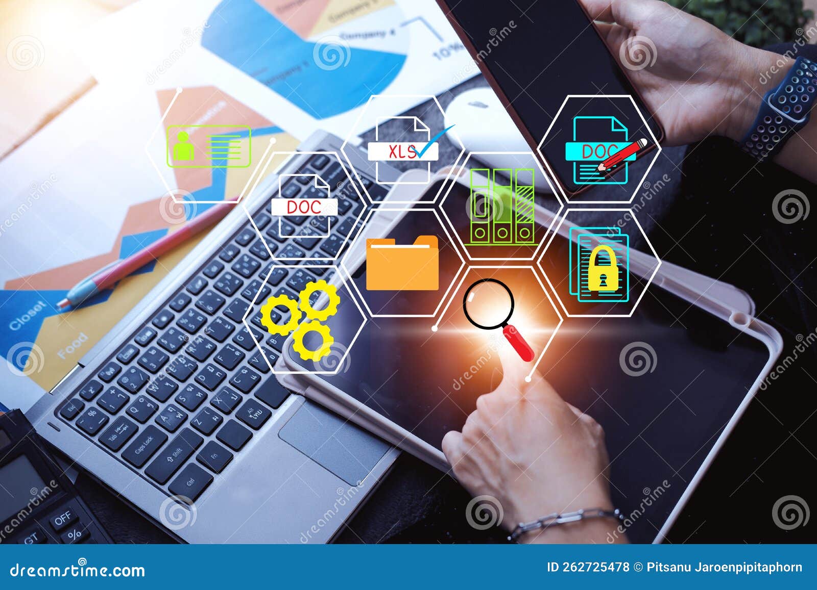 Document Management System Concept, Folder and Document Icon Software ...