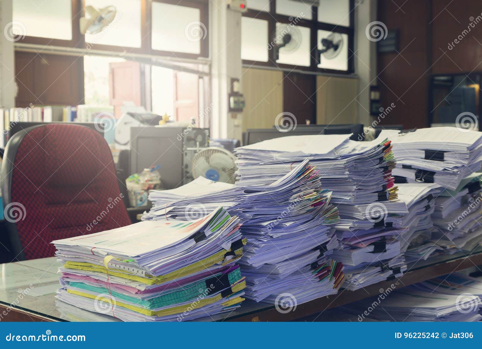 Concept of Document Workload, Pile of Unfinished Documents on Office ...