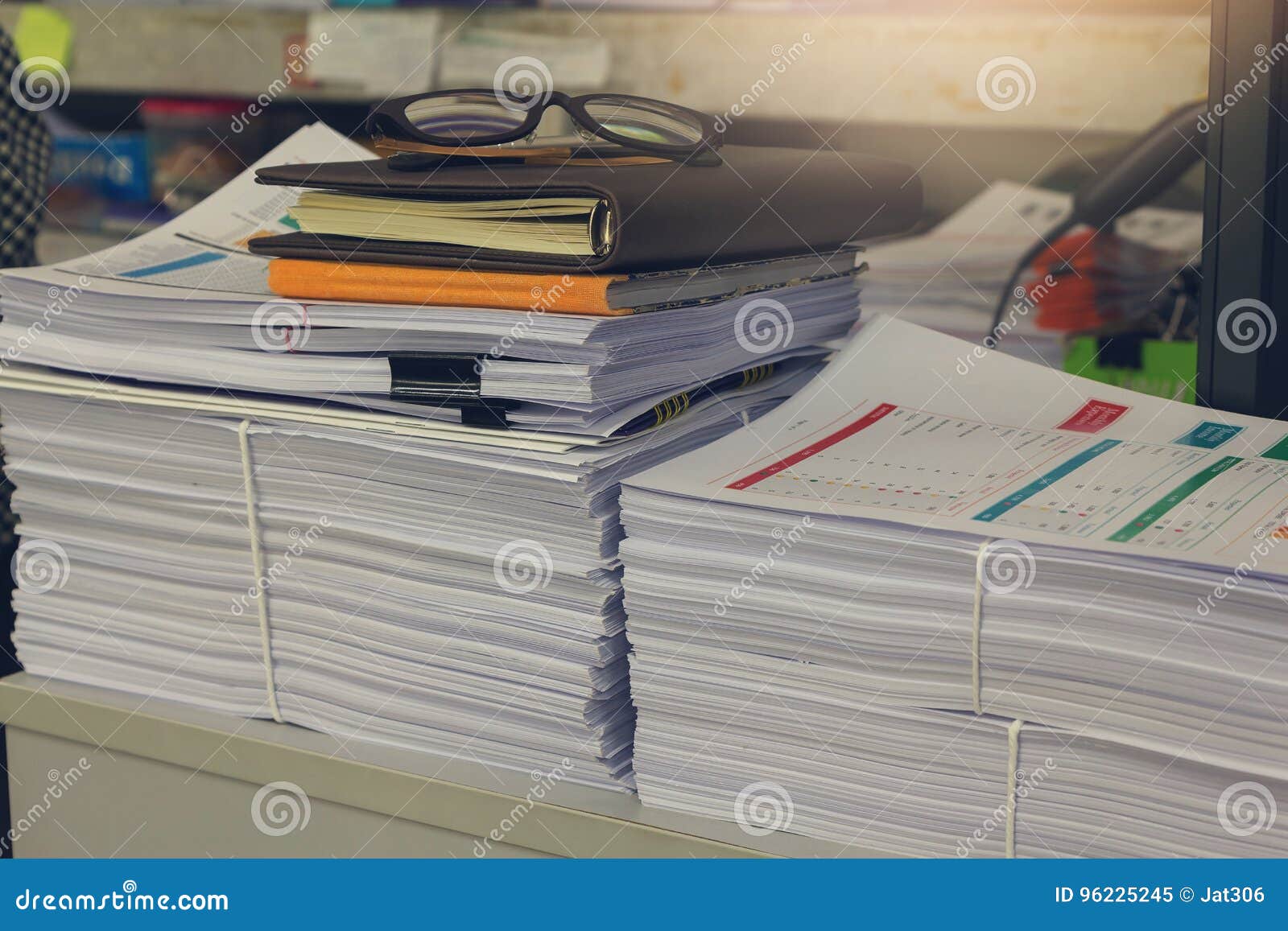 Concept of Document Workload, Pile of Unfinished Documents on Office ...