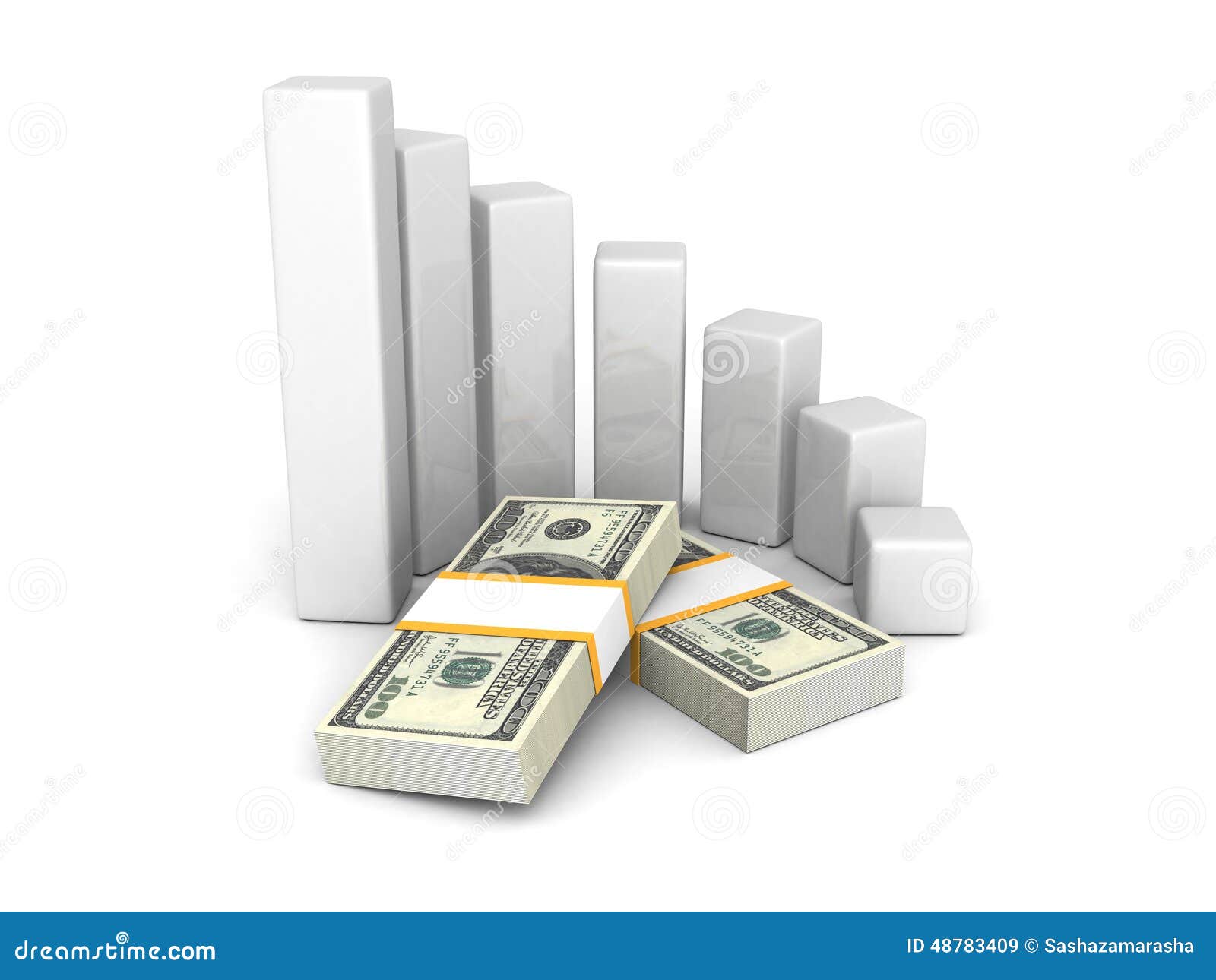 Concept Dollar Bar Chart Graph on White Background Stock Illustration ...