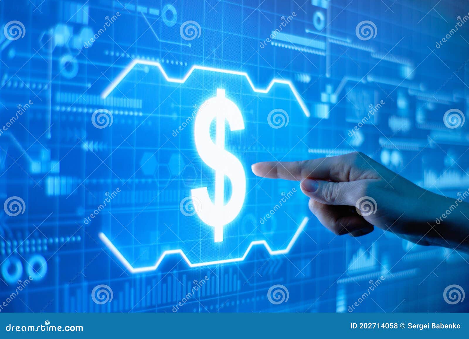 Concept of Dollar Sign on a Futuristic Digital Display Stock Photo ...