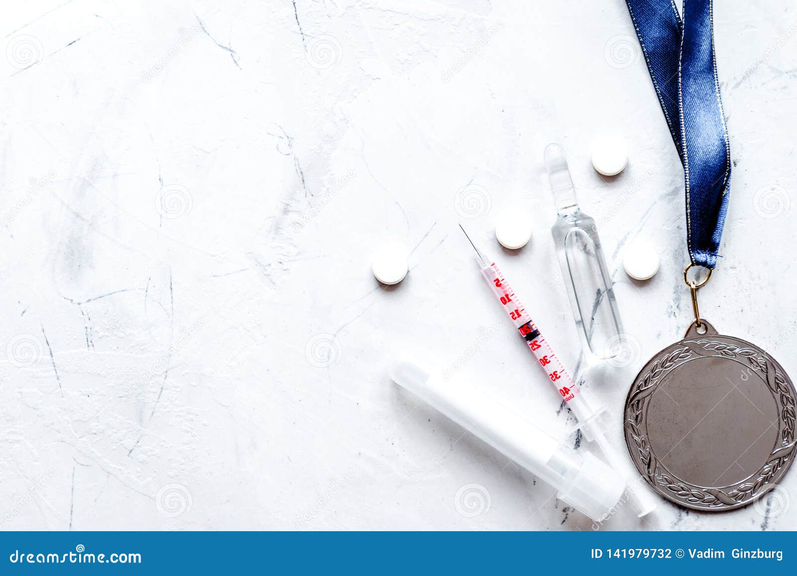 Concept of Doping in Sport - Deprivation Medals Top View Stock Photo ...
