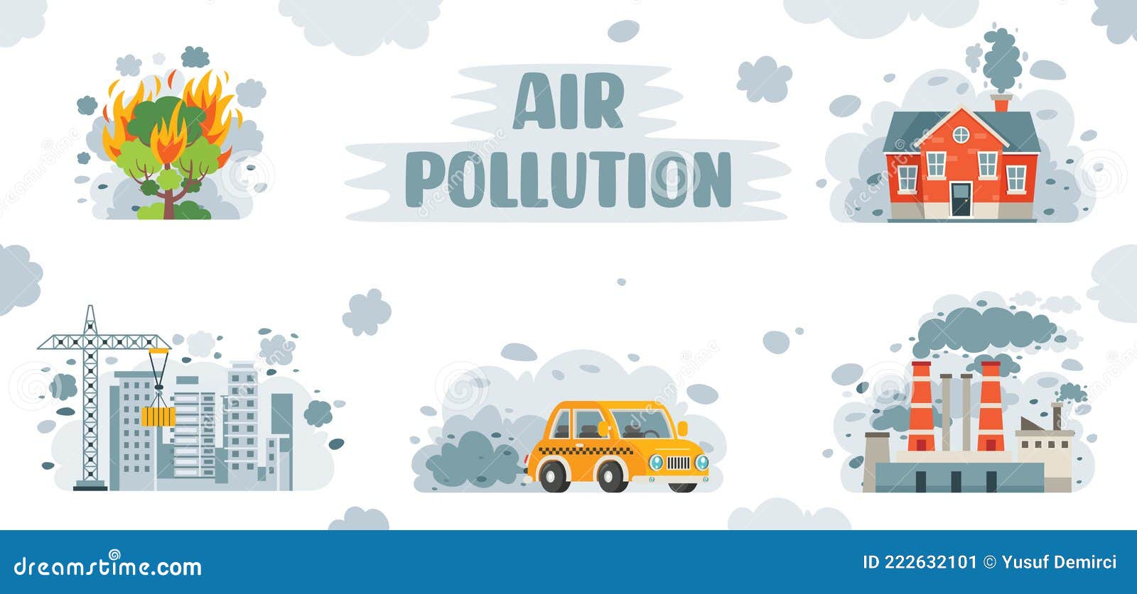 Concept Drawing of Air Pollution Stock Vector - Illustration of ...