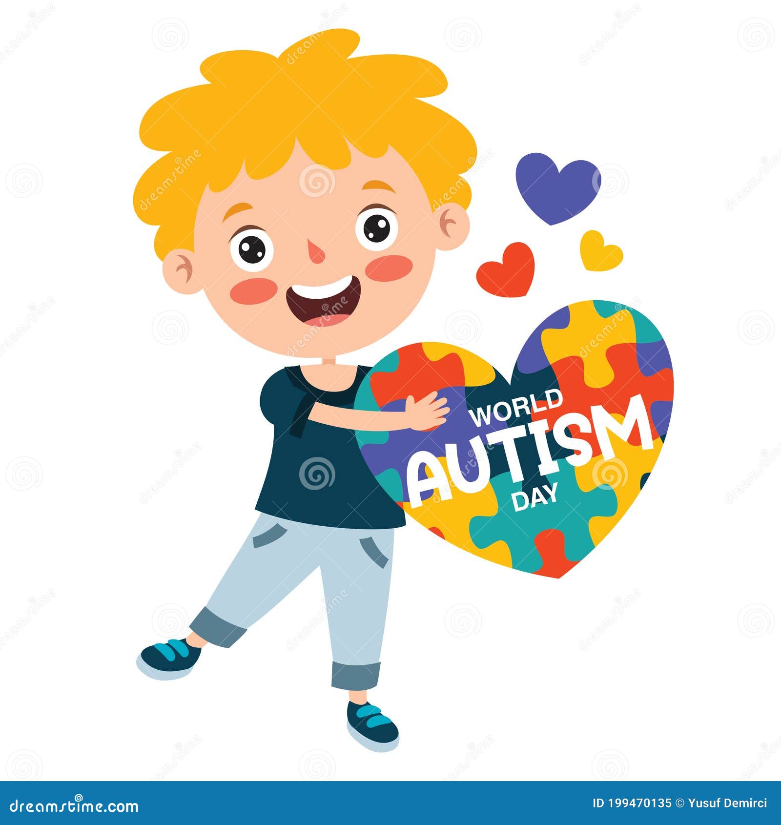 Concept Drawing of Autism Awareness Stock Vector - Illustration of ...