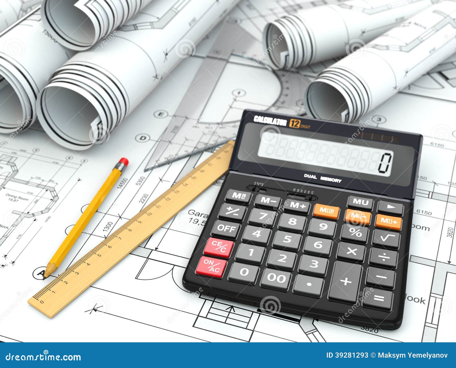 Concept of Drawing. Blueprints, Drafting Tools Stock Illustration ...