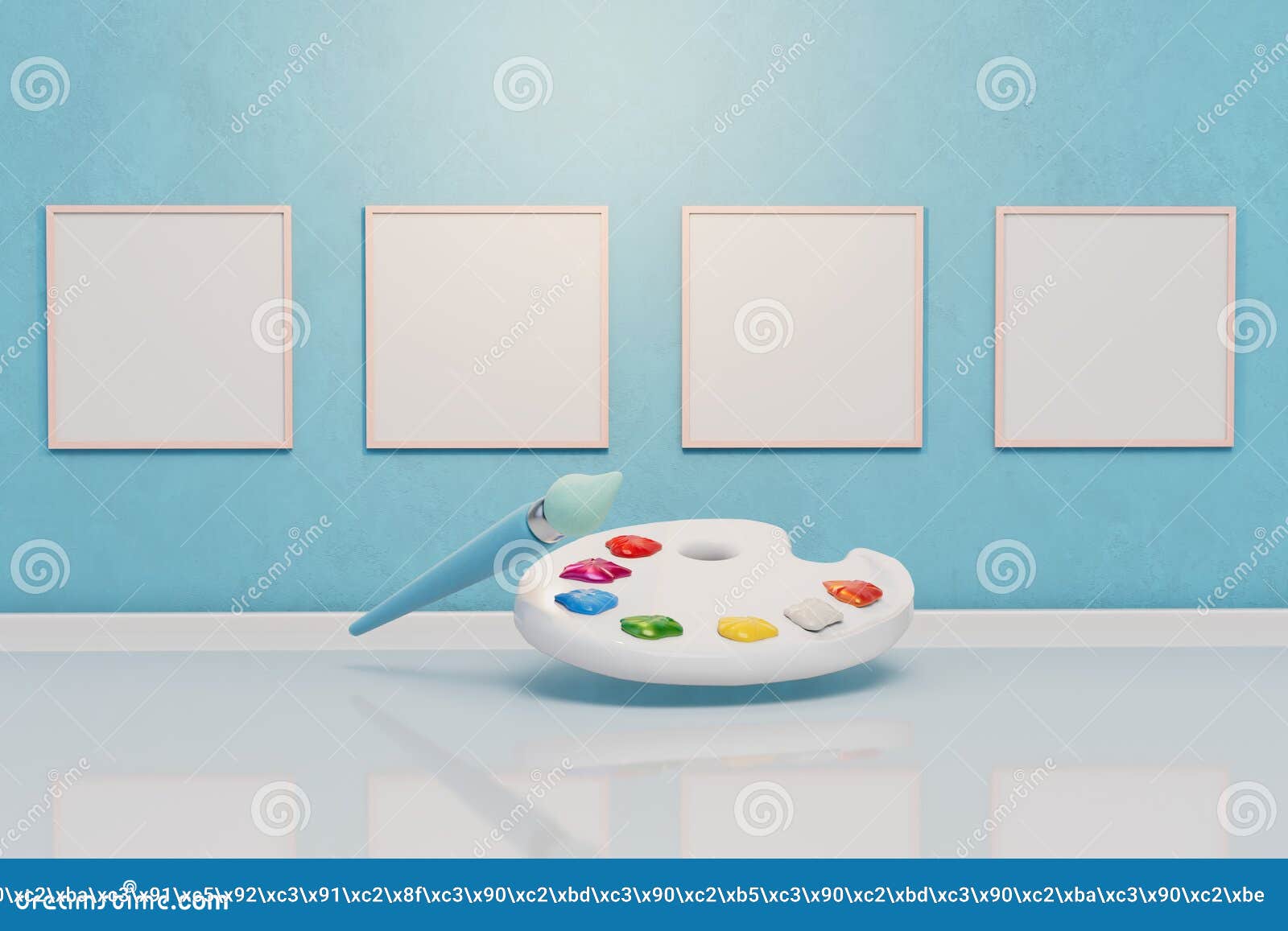 The Concept of Drawing Pictures. Paint Palette and Brush in Front of ...