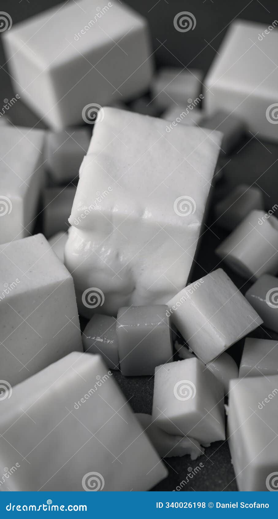 Dice Cut Cheese Isometric Diced Cheese On Wooden Board While Cooking ...