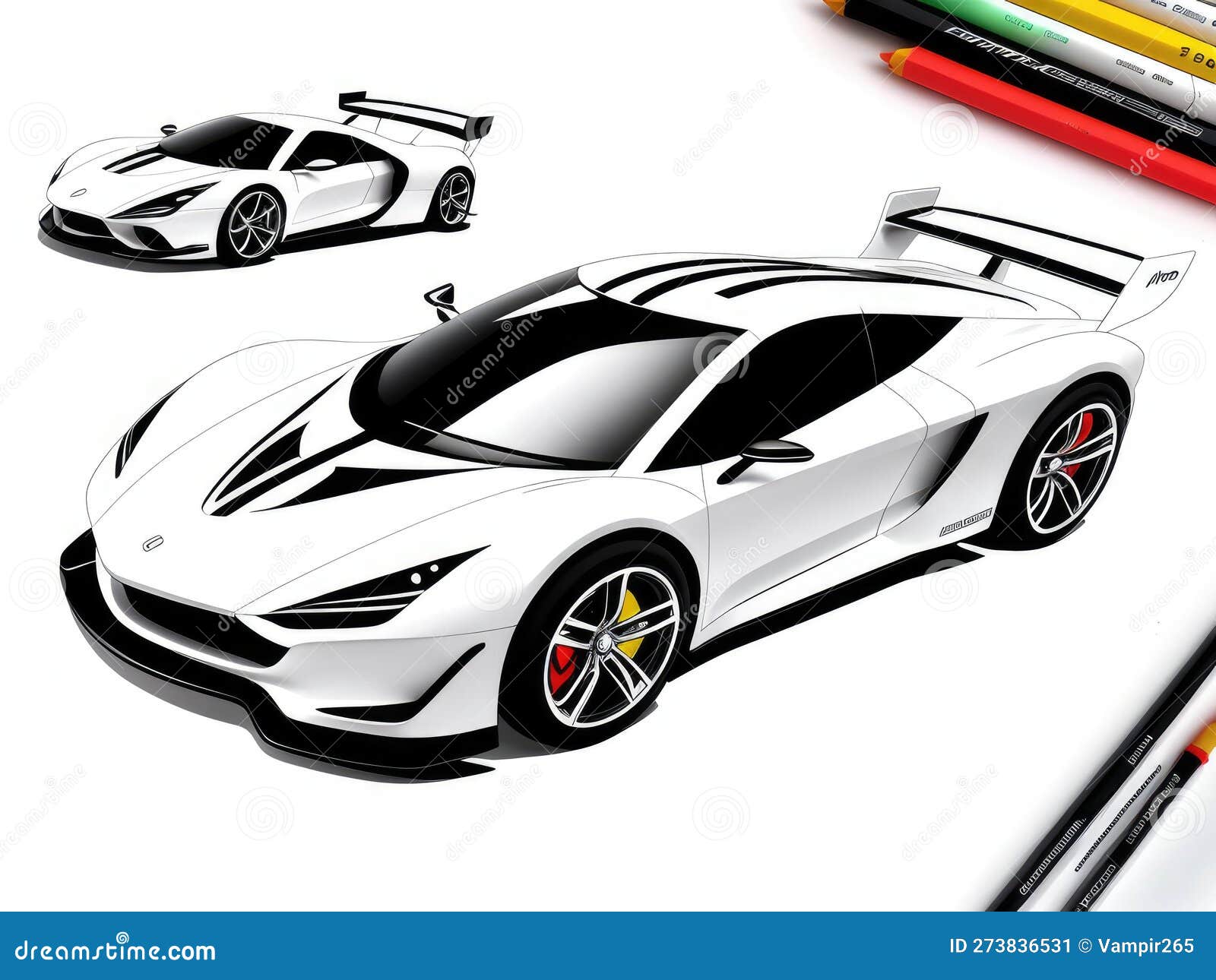 Concept Drawing of a Sports Car Stock Illustration - Illustration of ...