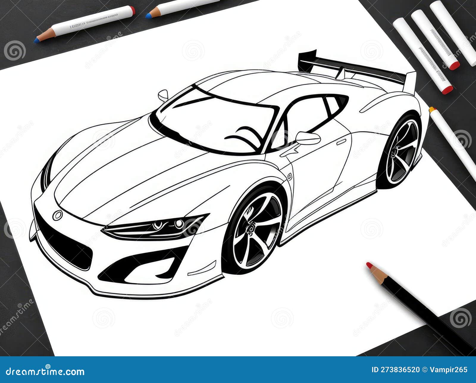 Concept Drawing of a Sports Car Stock Illustration - Illustration of ...