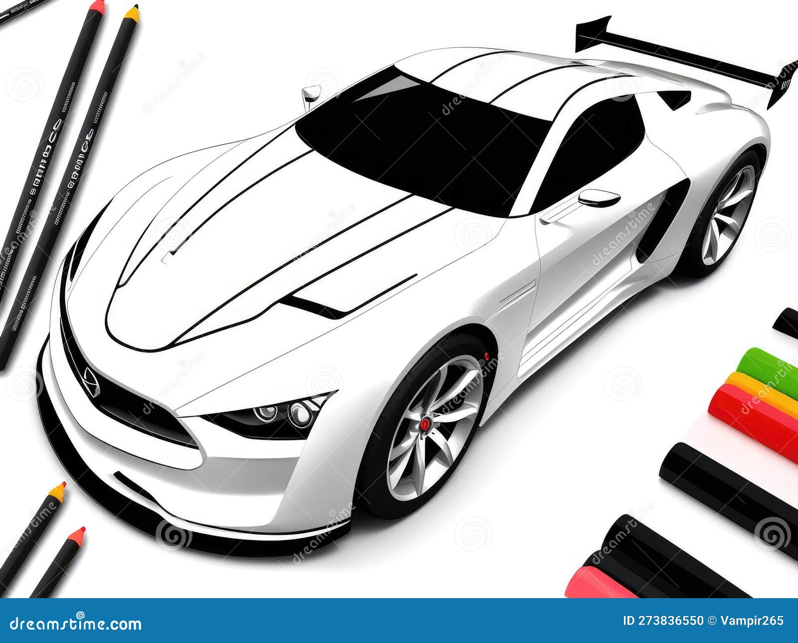 Concept Drawing of a Sports Car Stock Illustration - Illustration of ...