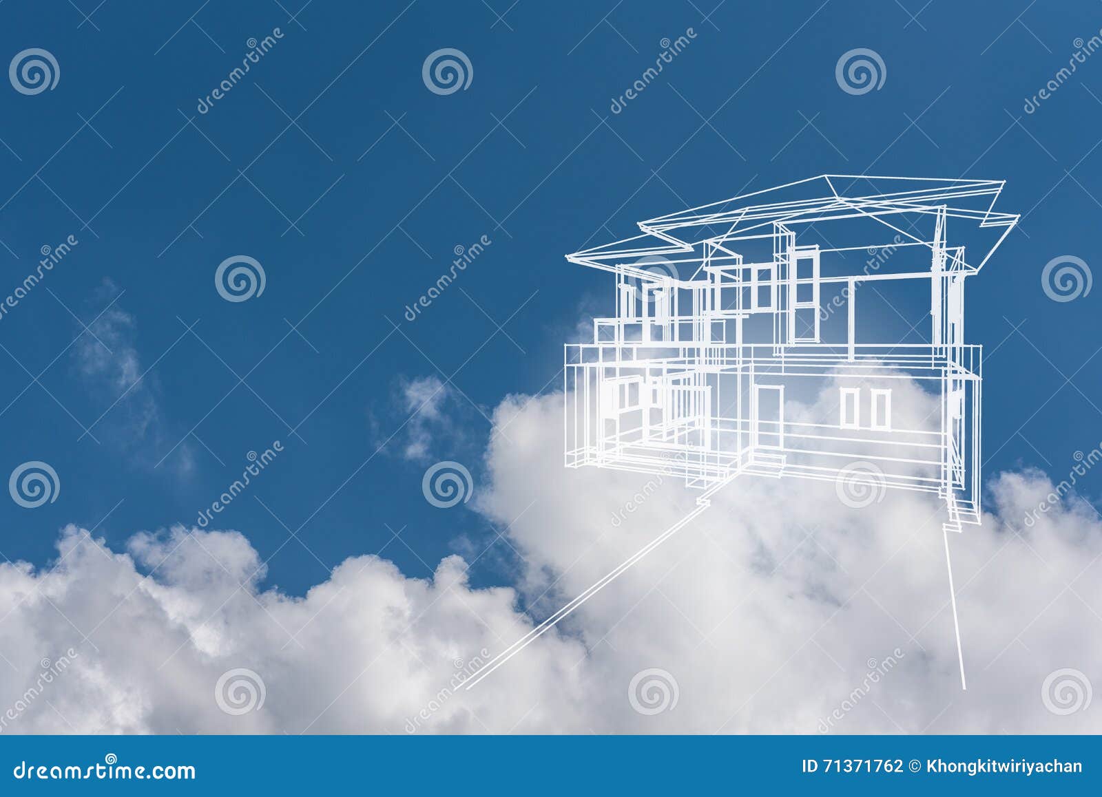Concept Of Dream House In Blue Sky Stock Photo - Image of environment ...