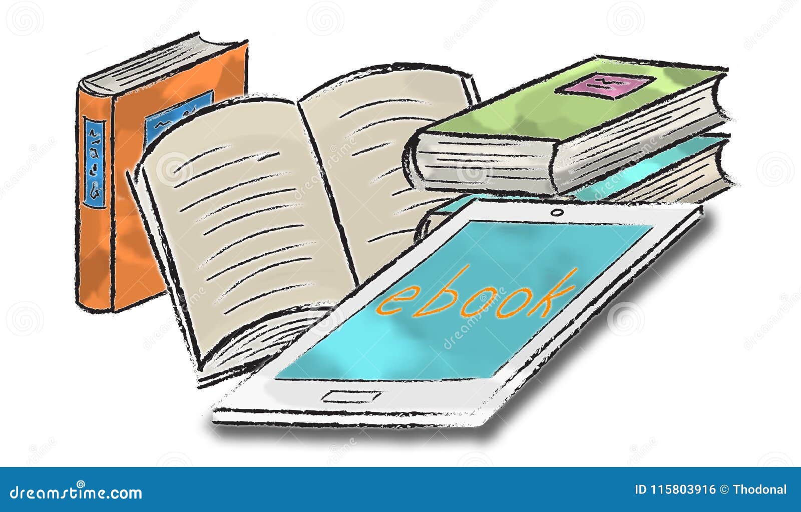 Concept of e-book stock illustration. Illustration of textbook - 115803916