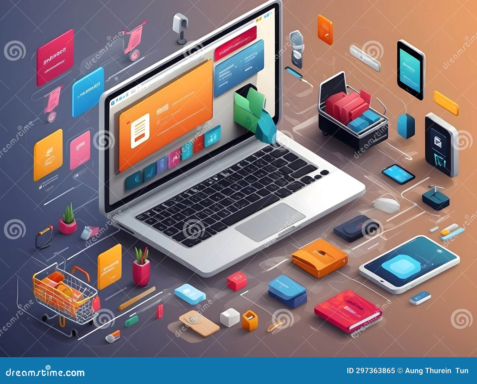 A concept of E commerce stock image. Image of smartphone - 297363865