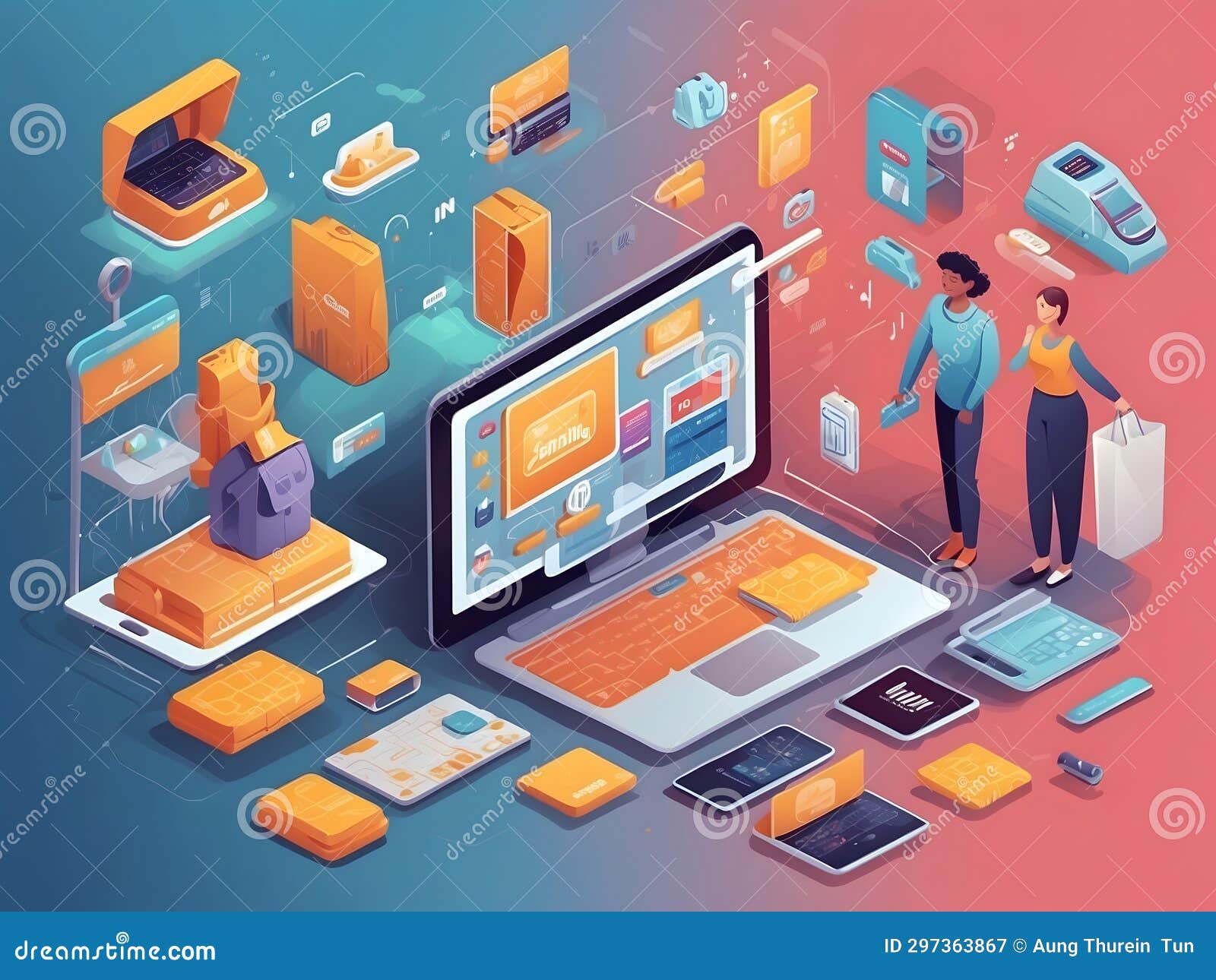 A concept of E commerce stock illustration. Illustration of purchase ...