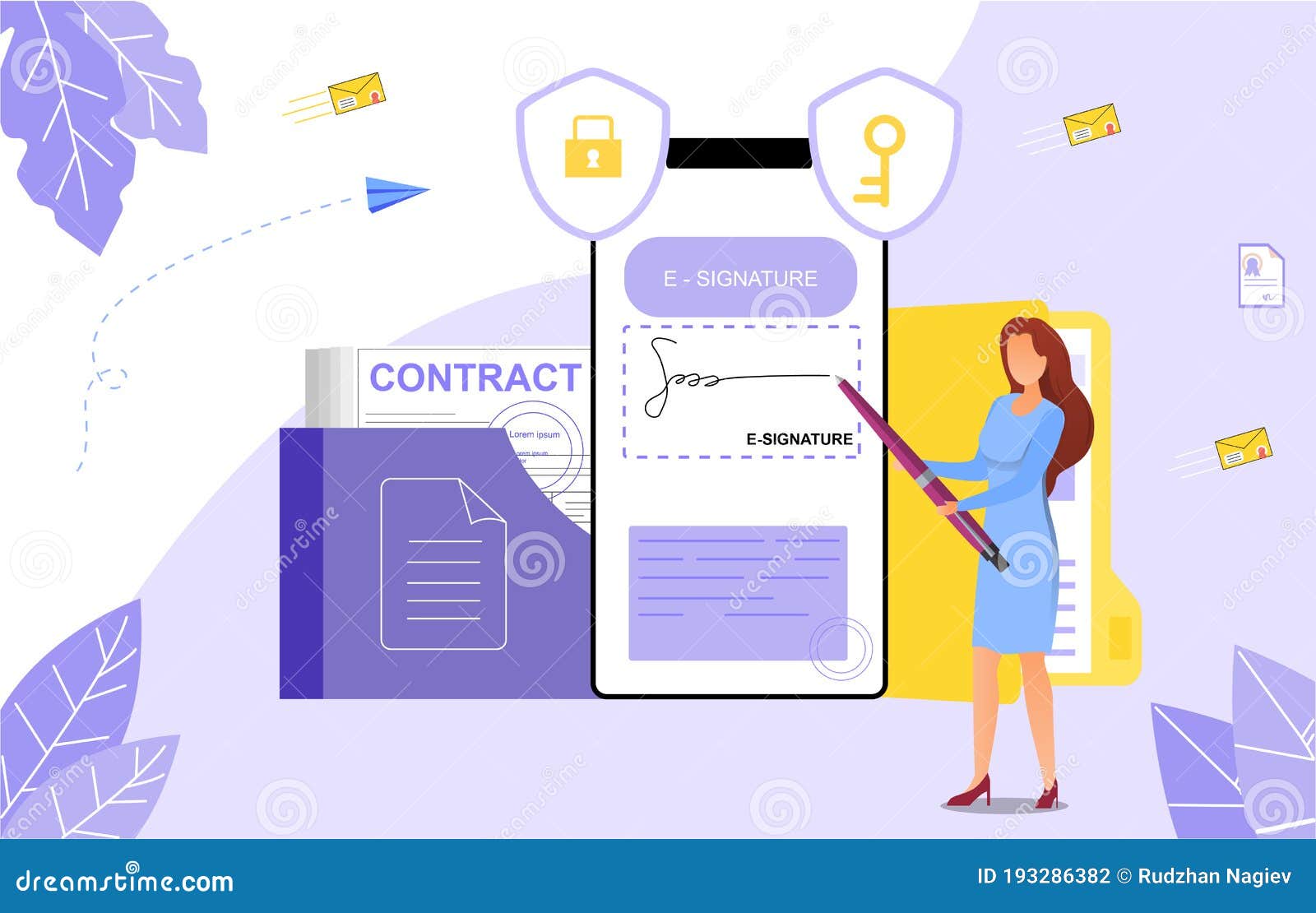 Concept of E-signatures in Business Documents Stock Vector ...