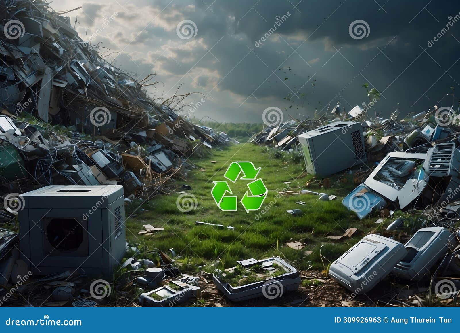 A Concept of E Waste Recycling Stock Image - Image of container ...