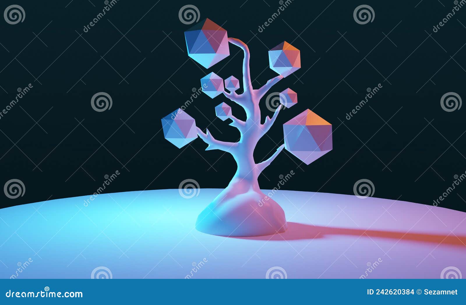 Concept of Early Spring. Low Poly Tree 3d Graphics, 3d Render Stock ...
