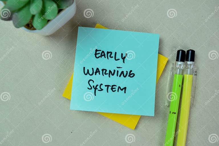 Concept of Early Warning System Write on Sticky Notes Isolated on ...