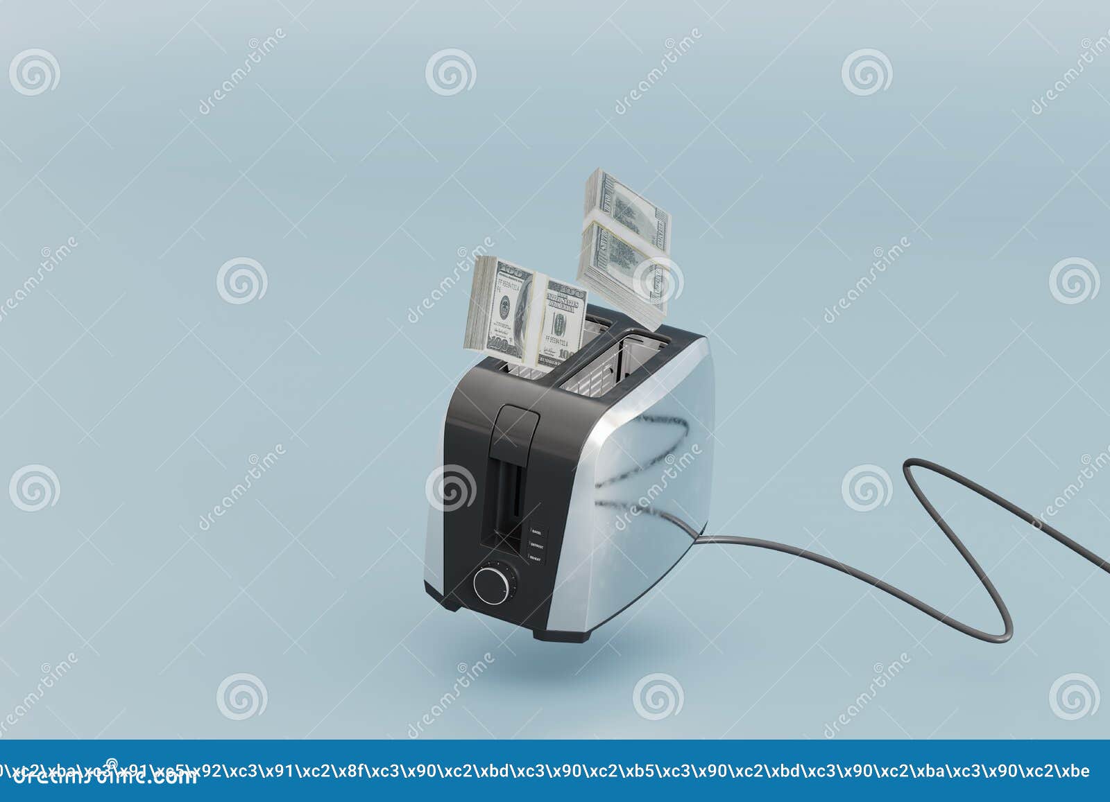 The Concept of Earning Money. a Toaster from Which Dollars Fly Out ...