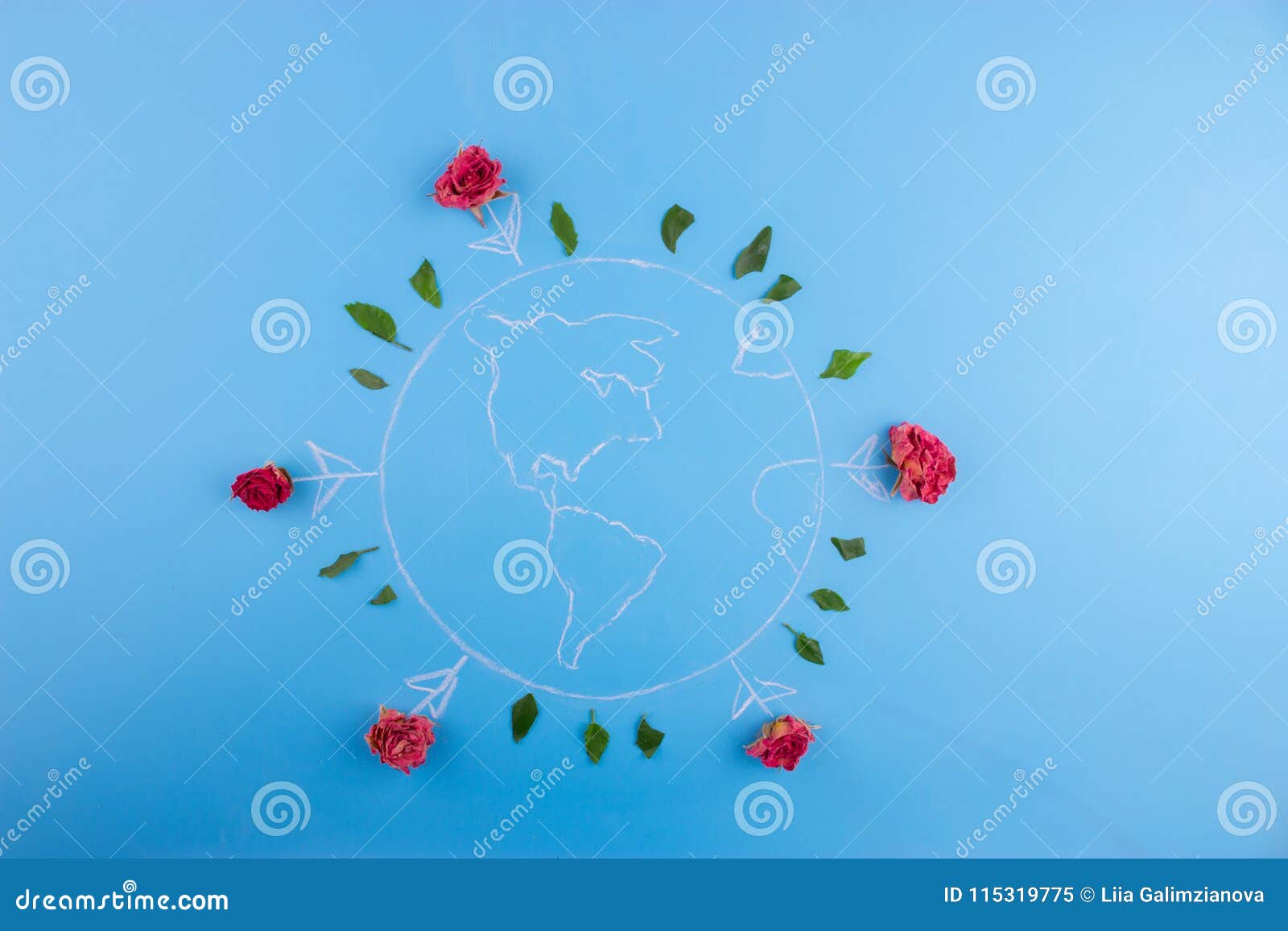 Concept with Earth and Colourful Flowers Around Stock Image - Image of ...