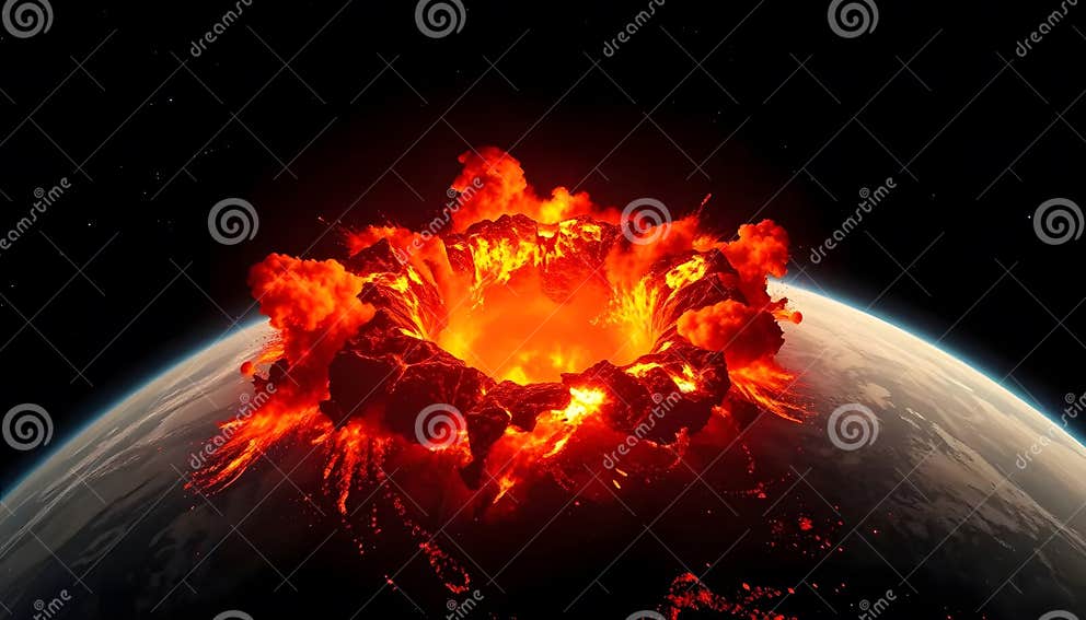 The Concept of the Earth Exploding because of the Apocalypse Stock ...
