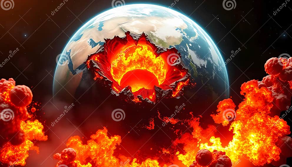 The Concept of the Earth Exploding because of the Apocalypse Stock ...