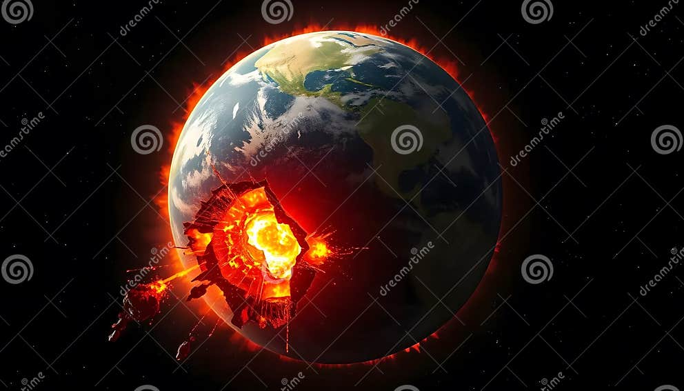 The Concept of the Earth Exploding because of the Apocalypse Stock ...