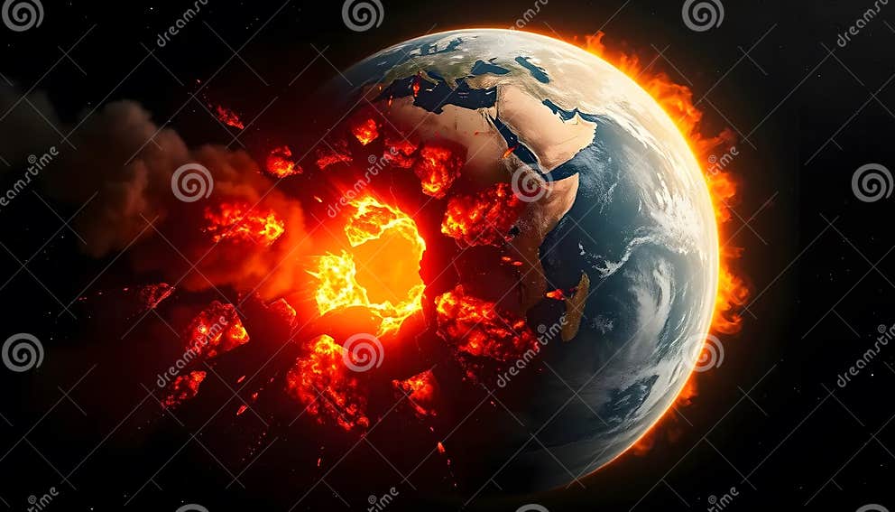 The Concept of the Earth Exploding because of the Apocalypse Stock ...