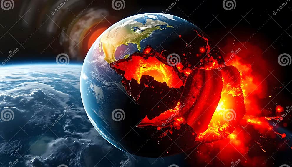 The Concept of the Earth Exploding because of the Apocalypse Stock ...