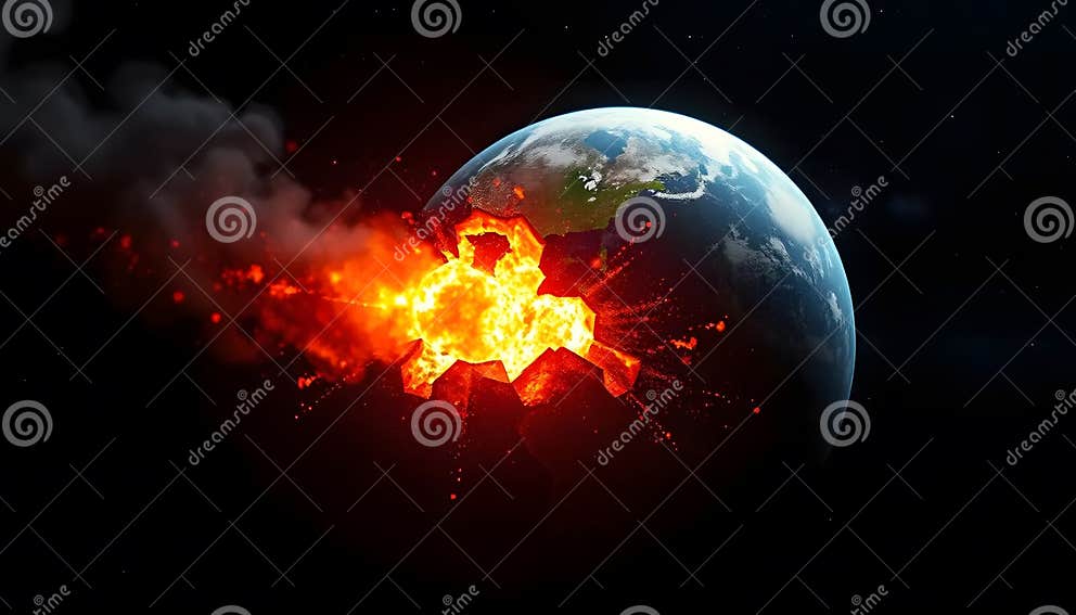 The Concept of the Earth Exploding because of the Apocalypse Stock ...