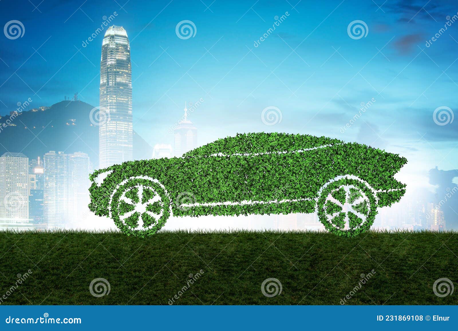 Concept of Ecological Electric Car Stock Illustration - Illustration of ...