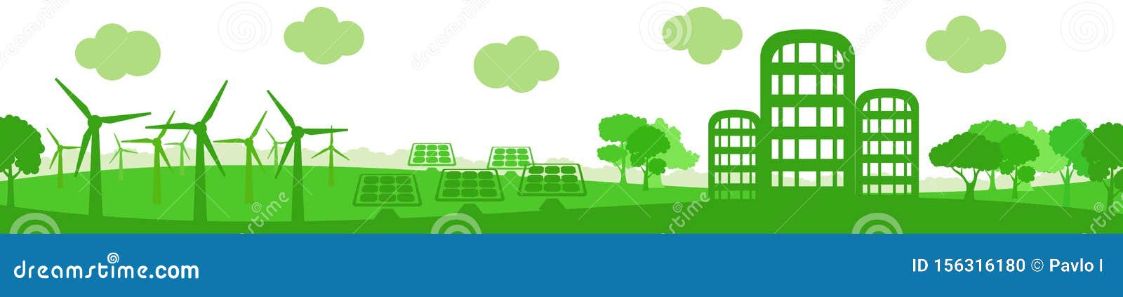 Concept Ecology City With Solar Panel And Wind Turbine Wind Solar