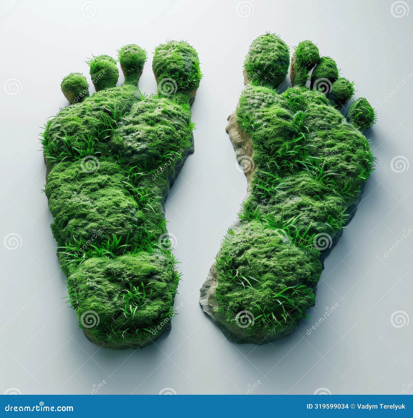 Concept of Ecology. Footprints of Human with Green Grass Stock Photo ...