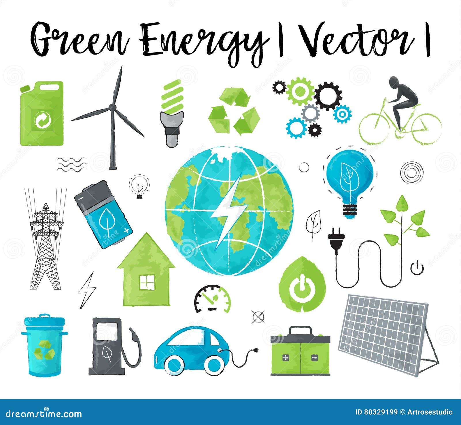 Concept of Ecology and Green Energy Stock Vector - Illustration of ...