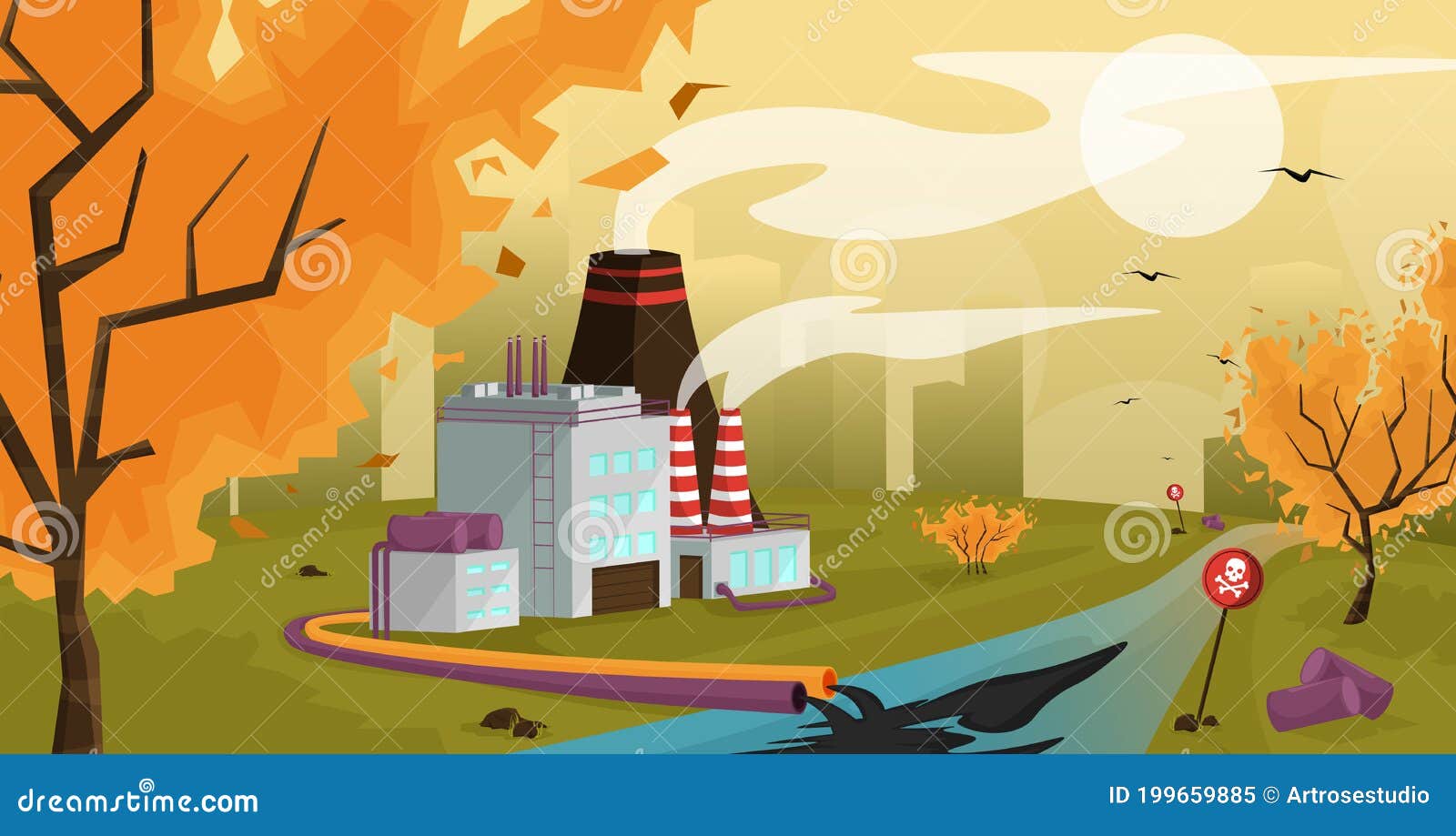 Ecology Pollution Types, Vector Flat Isometric Flowchart ...