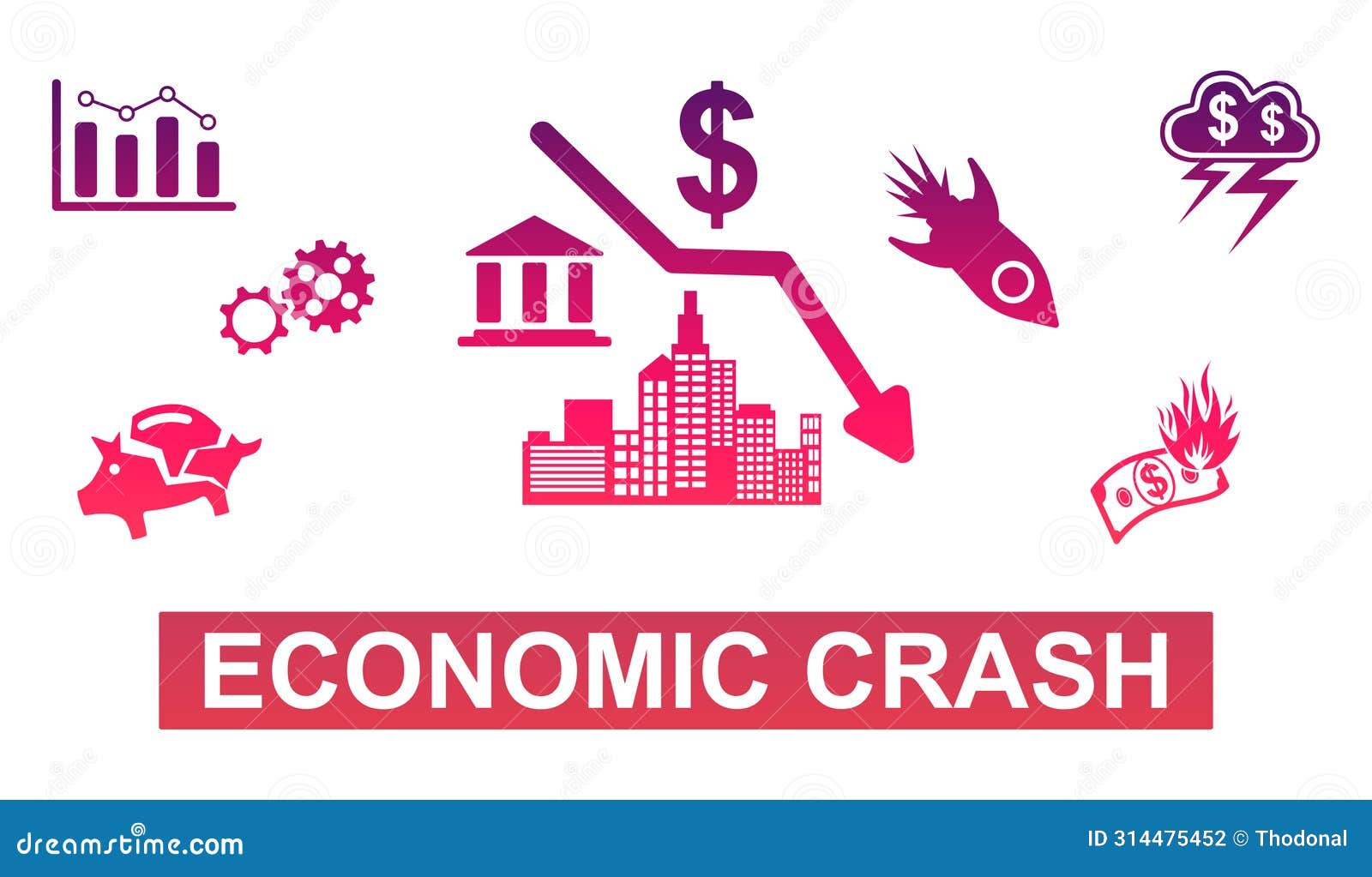 Concept of economic crash stock illustration. Illustration of disaster ...