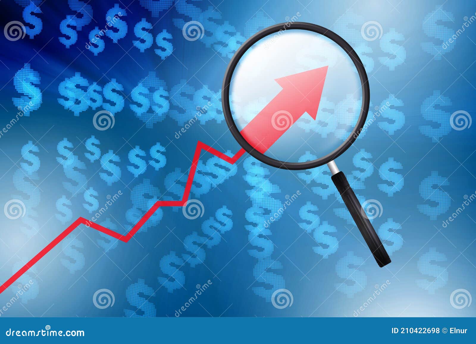Concept of Economic Growth with Chart and Magnifying Glass Stock Photo ...