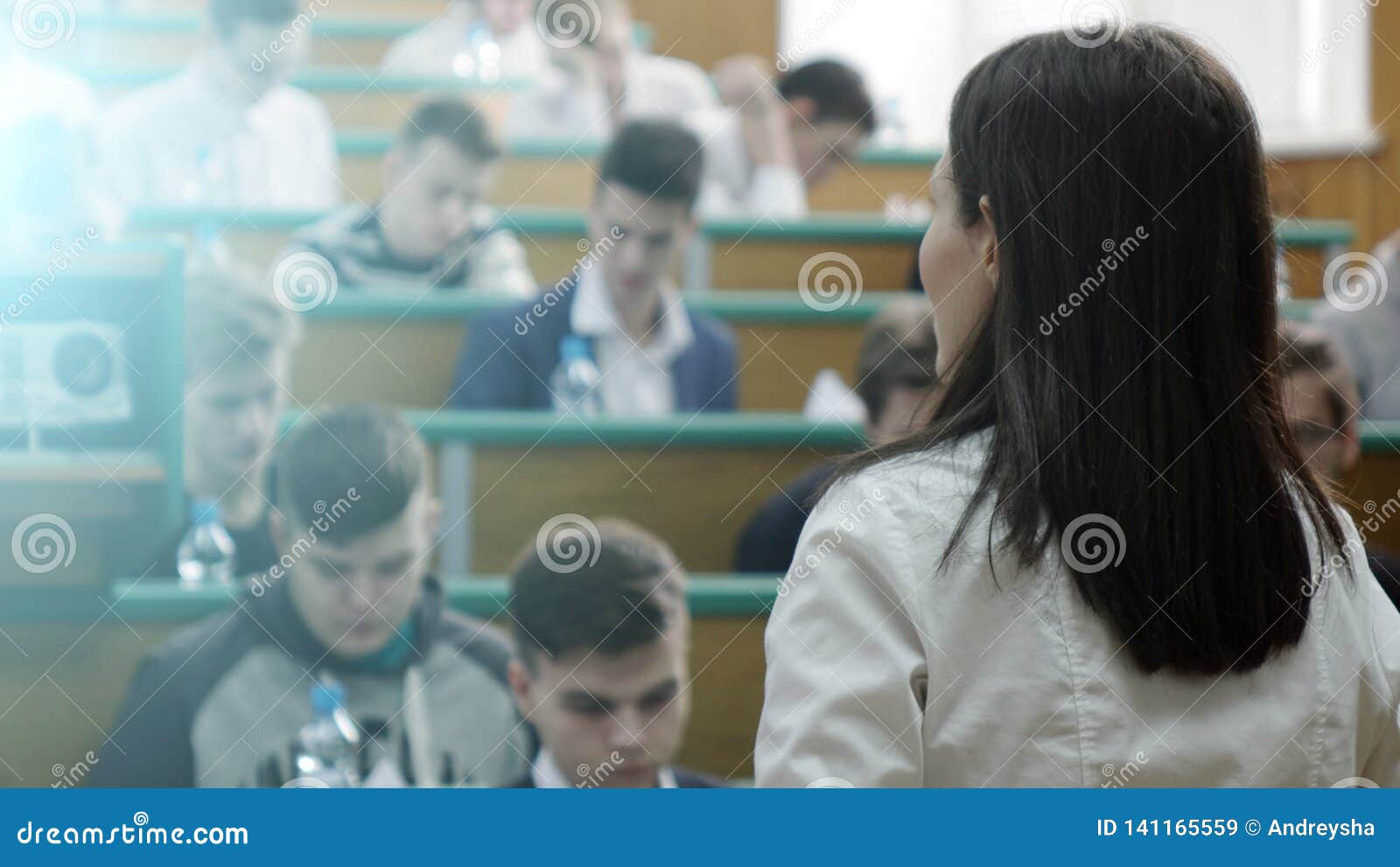 The Concept of Education is on Blurred Students in the Classroom with ...