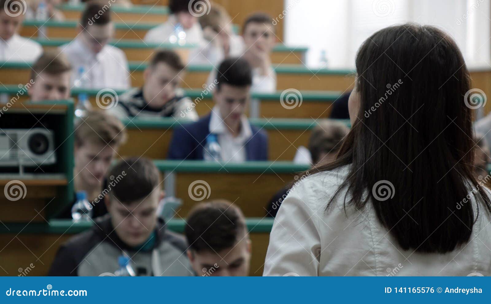 The Concept of Education is on Blurred Students in the Classroom with ...