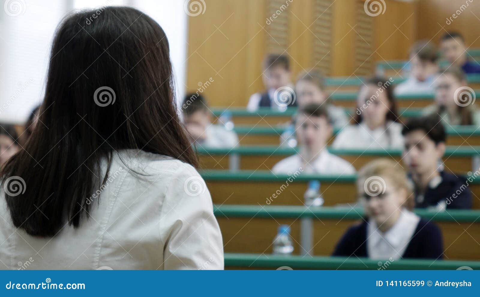 The Concept of Education is on Blurred Students in the Classroom with ...