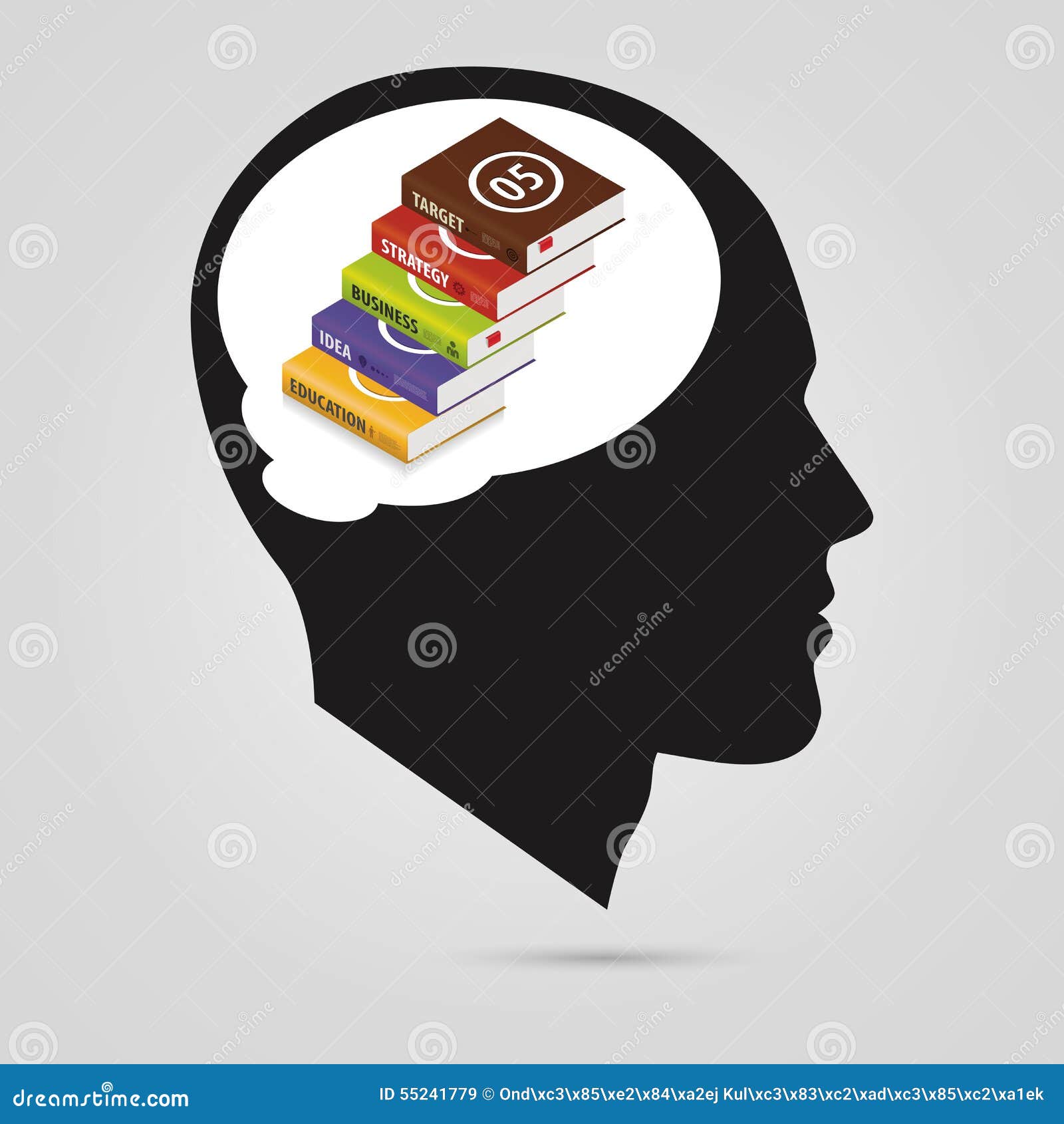 Concept of Education. Books in Head. Modern Design Stock Vector ...
