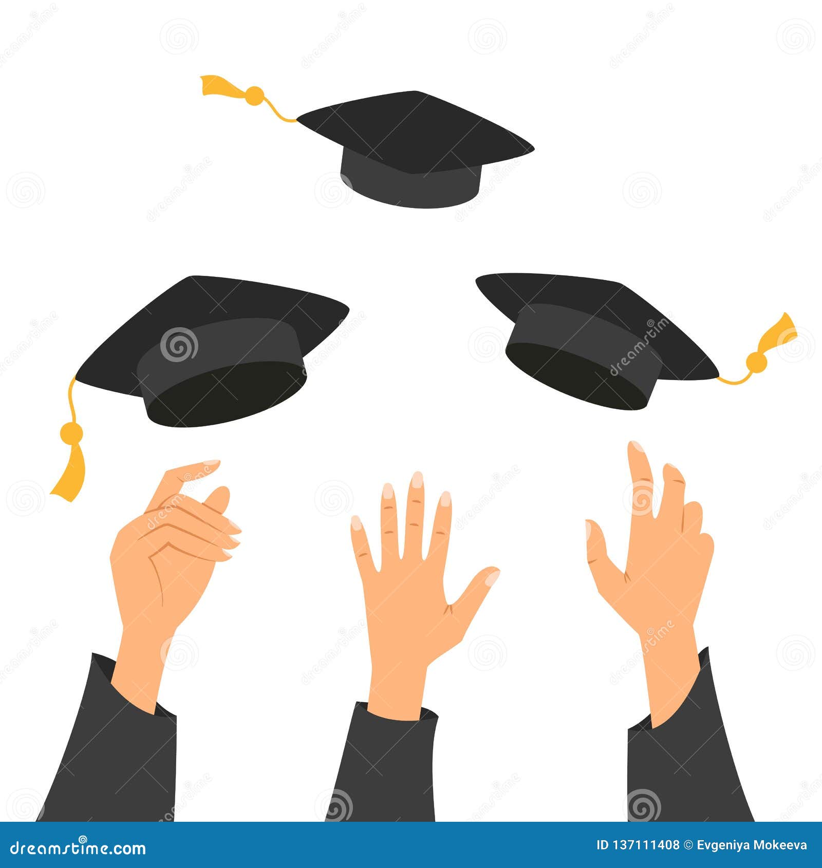 Concept of Education, Hands of Graduates Throwing Graduation Hats in ...