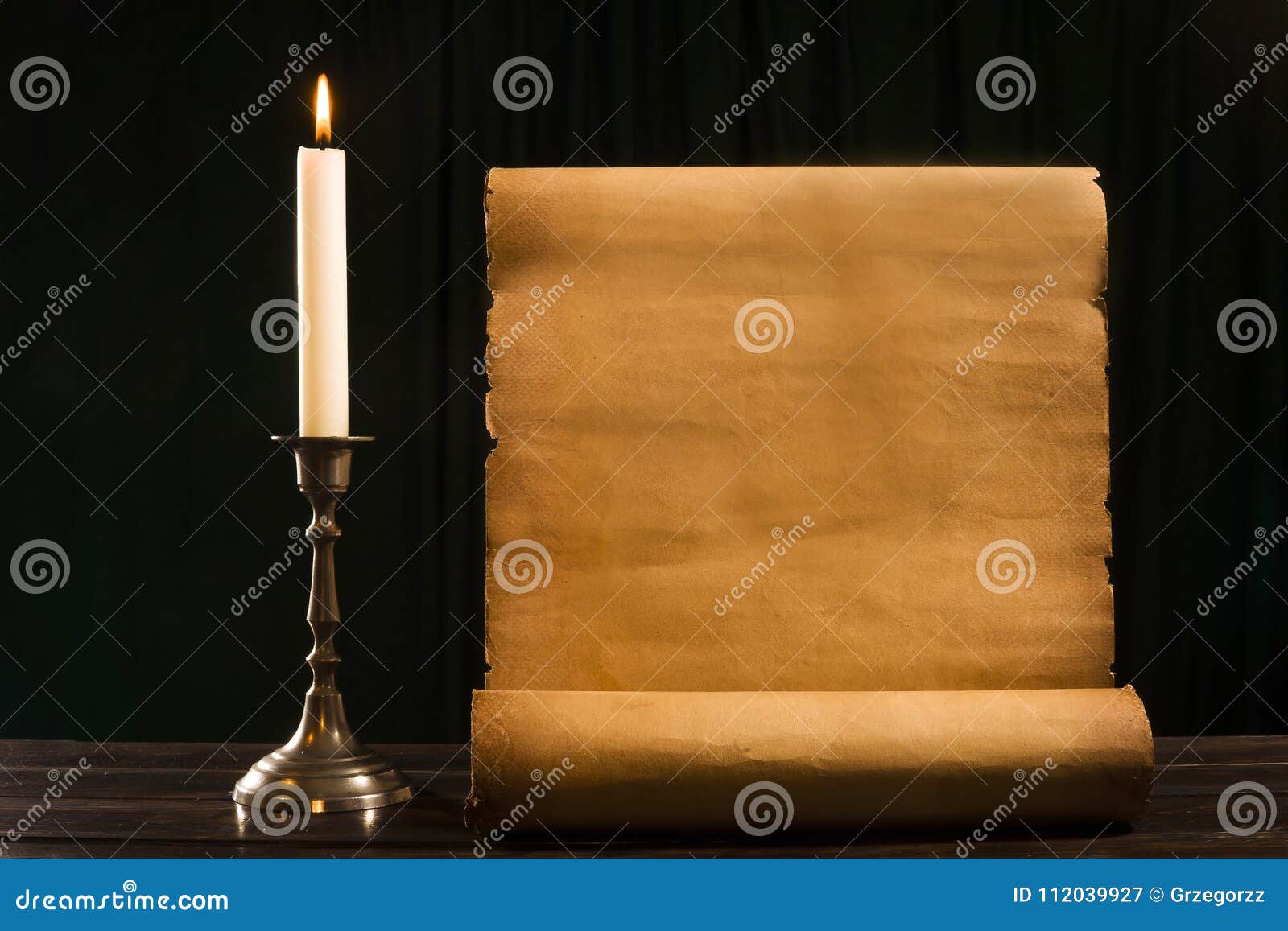 Concept of Education and Writing, Scrolls of Parchment on a Back Stock ...