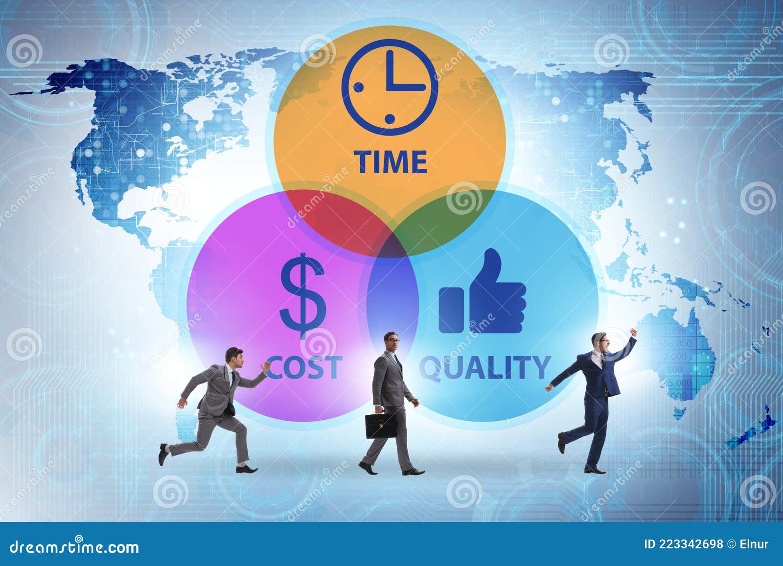 Concept of Efficiency with Cost Time and Quality Stock Photo - Image of ...