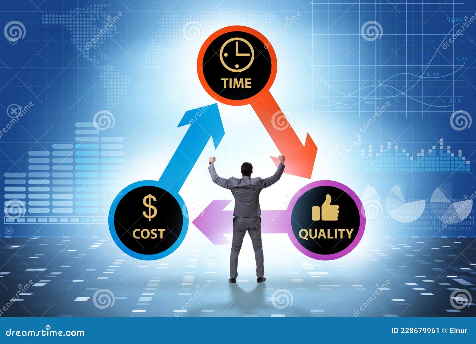 Concept of Efficiency with Cost Time and Quality Stock Image - Image of ...