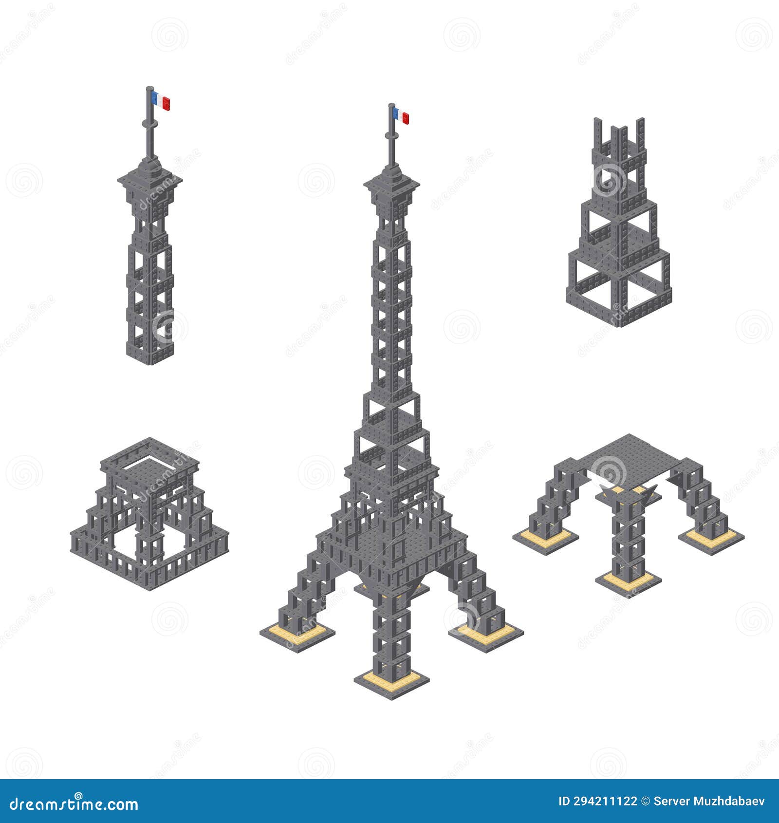 Concept with the Eiffel Tower in Isometric Style for Print and Design ...